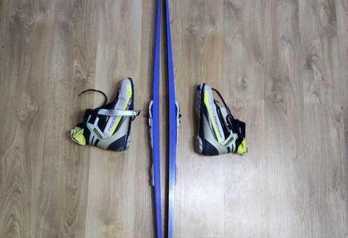 Лыжи беговые tisa + крепления и ботинки