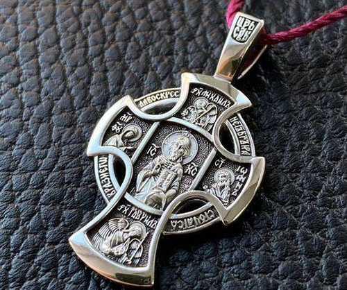 Крест Деисус Ангел Хранитель большой серебряный