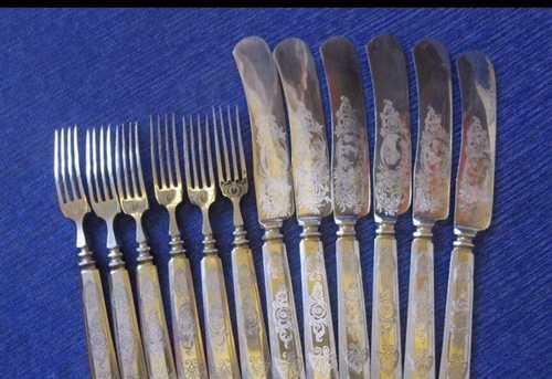 Ножи вилки столовые приборы Златоуст 19 в штихель