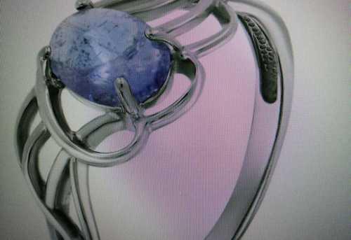 Кольцо из серебра с натуральным танзанитом