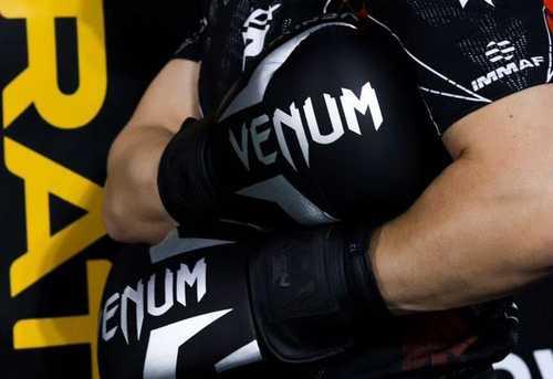 Перчатки боксерские Venum PU Black Silver