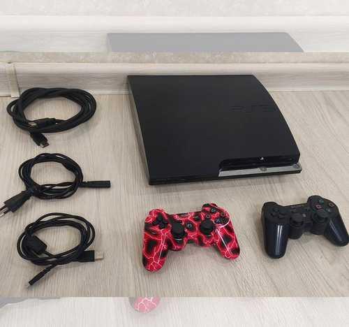 Прошитая Sony PS3 Slim 320GB, 2 геймпада  45 игр