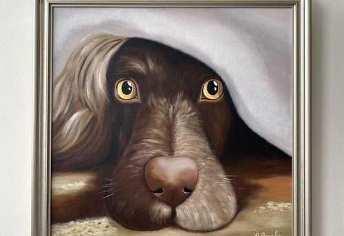 Картина маслом Портрет собаки в раме