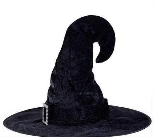 Шляпа ведьмы 1501-5848 Люкс черная бархат