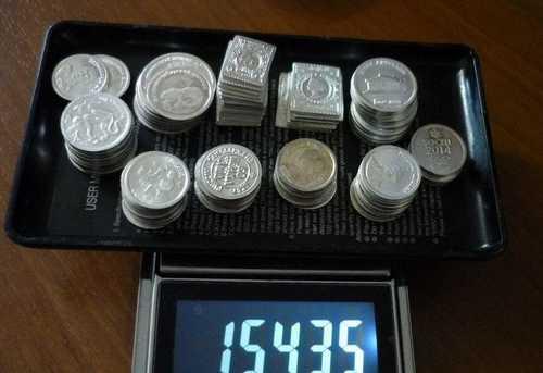 161гр водочных жетонов серебро 999 все разные