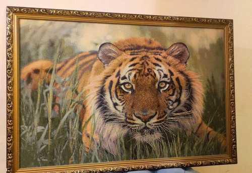 Картина гобелен "Тигр в зарослях"