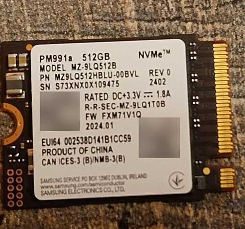 Ssd m2 nvme 512gb samsung PM991a