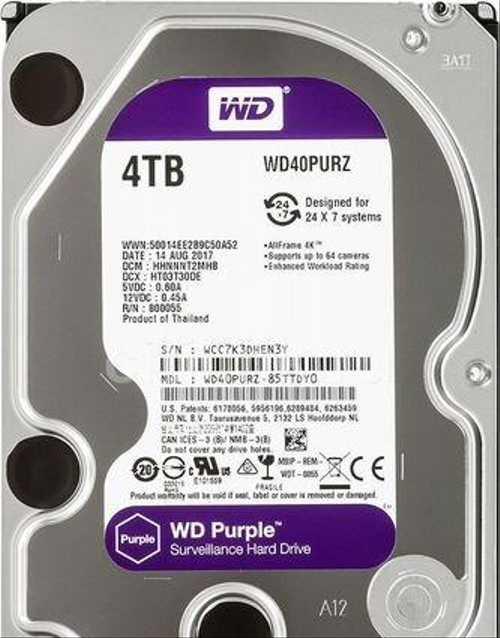 Жесткий диск HDD WD Purple 4TB