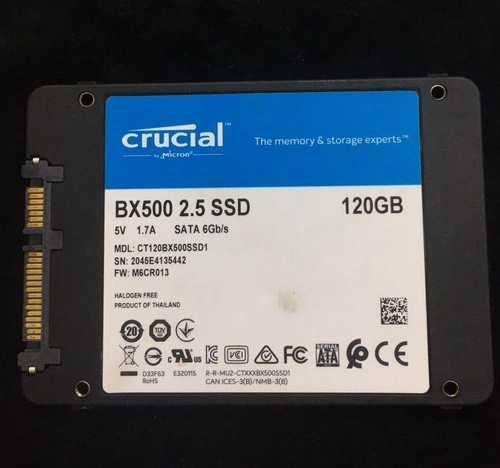 SSD накопитель Crucial BX 120 гб SATA CT120BX500SS