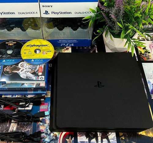 Sony playstation 4 Slim 1tb  5 Дисков  2Джойстика