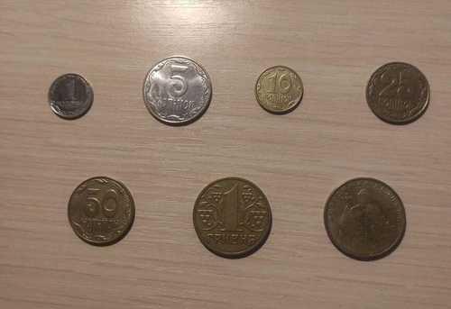 Монеты номиналом 1,10,25,50 копеек, 1 гривна