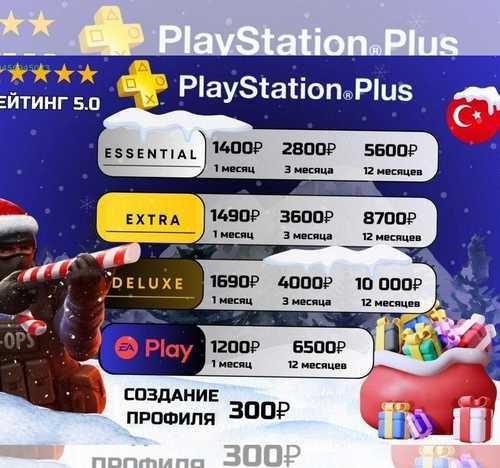 Подписка ps plus все тарифы Турция Delux 1/3/12 месяцев (Арт.35182)