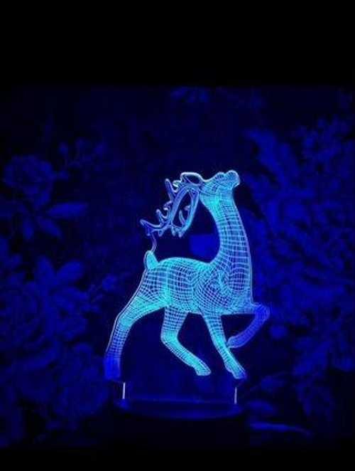3D светодиодная LED-лампа Олень