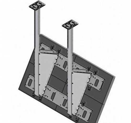 Потолочный кронштейн 2х2 на двух вертикальных трубах для мониторов 50"