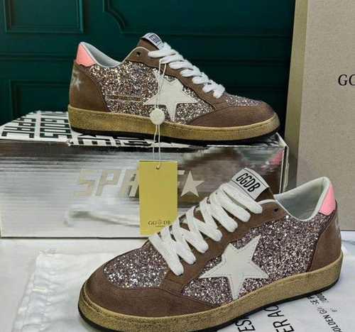 Кеды Golden Goose женские бежевые блестящие