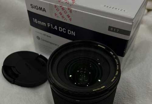 Sigma 16mm f 1 4 sony e + светофильтр