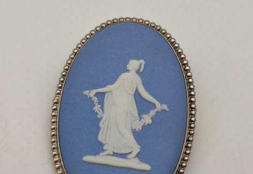 Брошь винтажная бисквит Веджвуд Wedgwood серебр