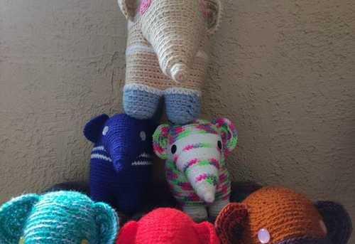 Вязаные игрушки ручной работы – слоны