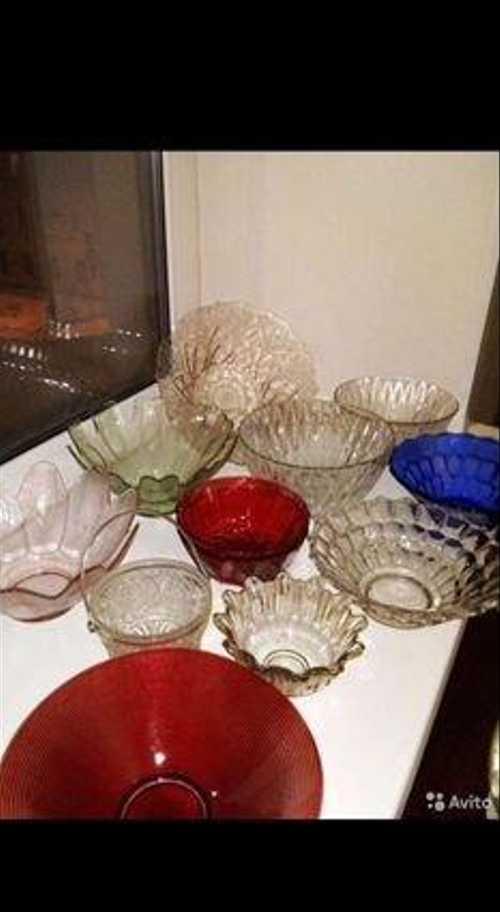 Салатник, ваза, конфетница цветное стекло СССР