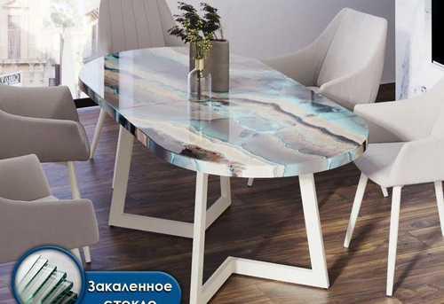 Кухонный стол раздвижной с закаленным стеклом