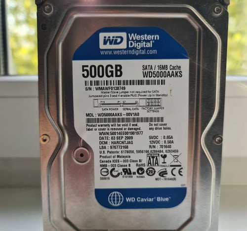 Жесткий диск HDD WD 500Gb WD5000aaks