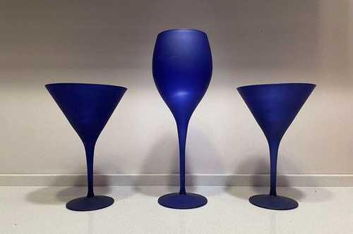 Набор интерьерных бокалов синих IKEA стекло