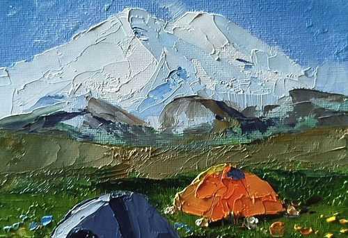 Картина "гора Эльбрус" горы Кавказа маслом