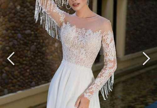 Свадебное платье в стиле бохо с рукавами