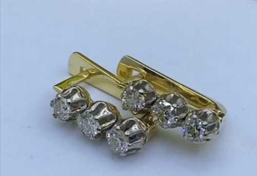Золотые серьги с бриллиантами Светофор