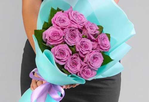Букет 11 Фиолетовых Роз (50 см.)