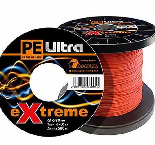 Шнур aqua PE ultra extreme 0,80mm красный 500m