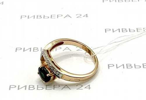 Золотое кольцо с бриллиантами и сапфиром 585 пробы