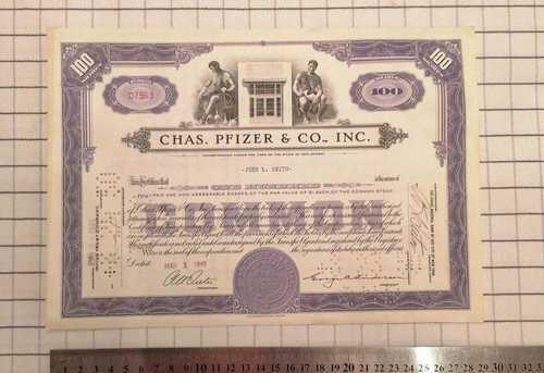 Акция США 1945 легенда фармацефтика pfizer на 100