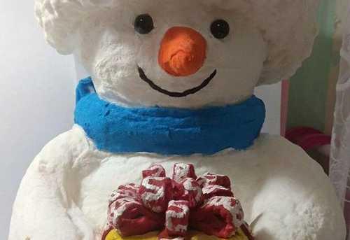 Снеговик из ваты; елочная игрушка; подарок