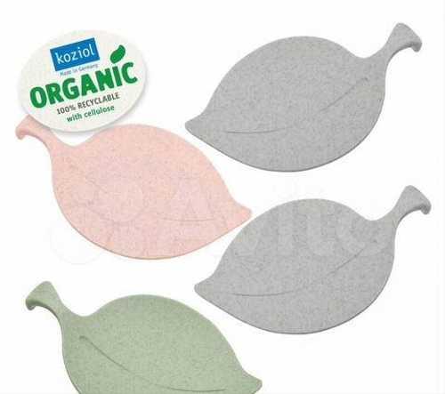 Набор подставок Koziol Leaf-on Organic 4шт серый/розовый/зеленый