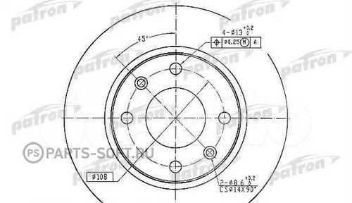 Patron PBD1221 Диск тормозной передн citroen AX 91-96, saxo 96-03, xsara 97-05, xsara Break 97-05, xsara купе 98-05, ZX 91-97, ZX Break 93-98, peugeot