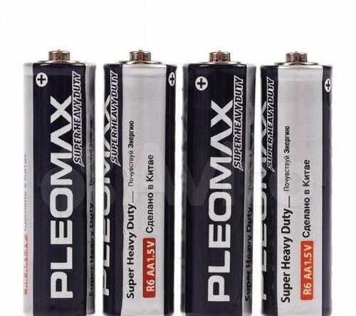 Батарейка солевая Pleomax Super Heavy Duty, AA, R6-4S, 1.5В, спайка, 4 шт