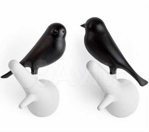 Вешалки настенные Qualy Sparrow 2 шт. белые-черные