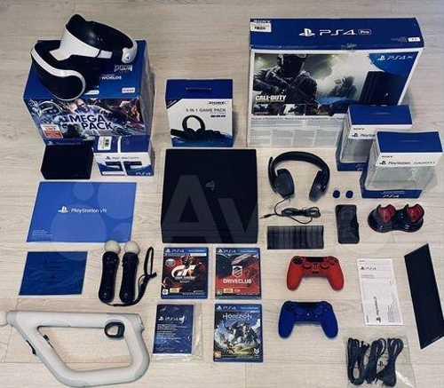 Sony ps4 sony vr + огромный комплект