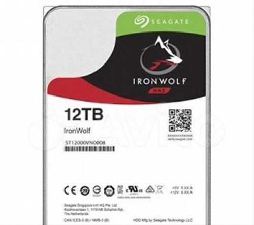 Жесткий диск HDD 12Tb Seagate, SATA-III, 256Mb, 7200rpm, Ironwolf ST12000VN0008