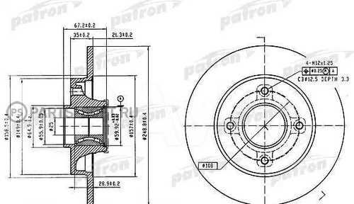 Patron PBD7011 Диск тормозной задн. citroen peugeot C4 / 207 / 307 04- подш. / к-цо ABS