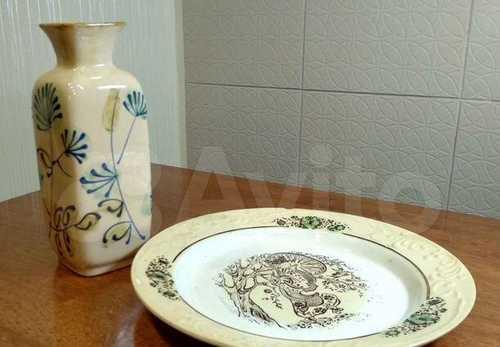 Керамические тарелка и ваза