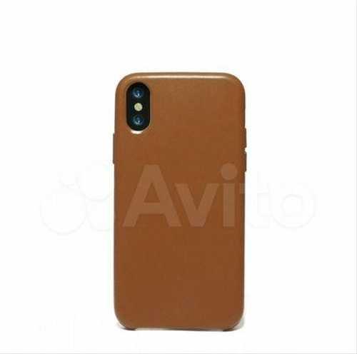 Чехол-накладка для iPhone XS Max leather case коробка коричневый