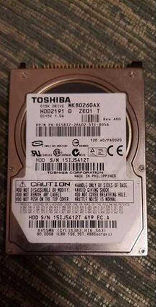 Жесткий диск Toshiba 80gb. 2,5