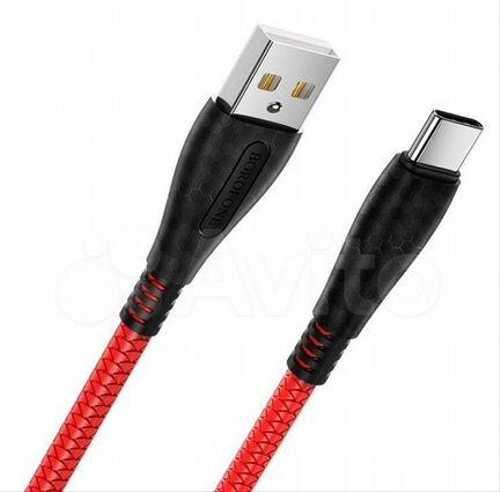 Кабель USB Type-C borofone BX38 Cool charge 3A 1м красный