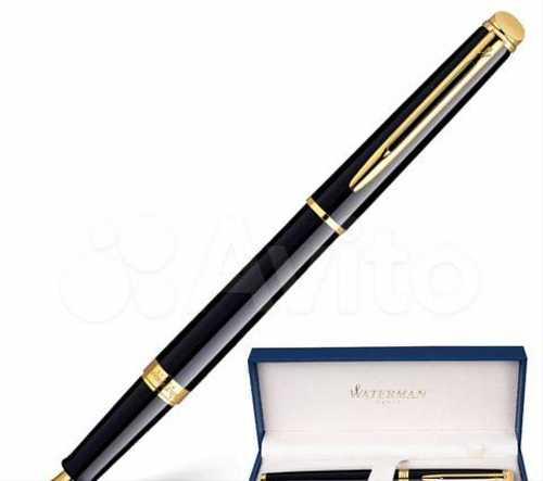 Ручка подарочная перьевая Waterman "Hemisphere Mars Black GT", черный лак, позолоченные детали, синяя (S0920610)