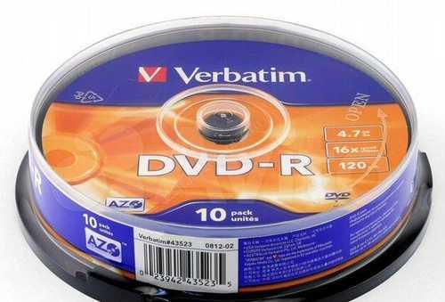 Диски DVD-R Verbatim 16x 10 шт, новая упаковка