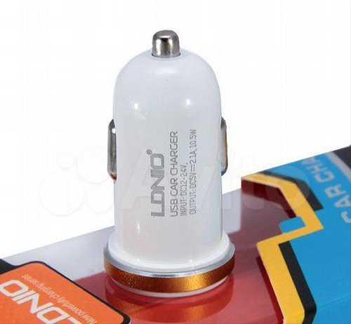 Азу USB 2.1A 2 USB порт ldnio DL-С22 кабель microUSB белый
