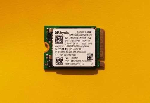 SSD 512Gb. SK hynix NVMe. M.2 2230