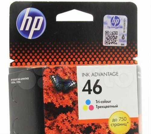 Картридж струйный Hewlett Packard (HP) "CZ638AE (№46)", оригинальный, трехцветный для Deskjet Ink Advantage 2020hc Printer/2520hc AiO
